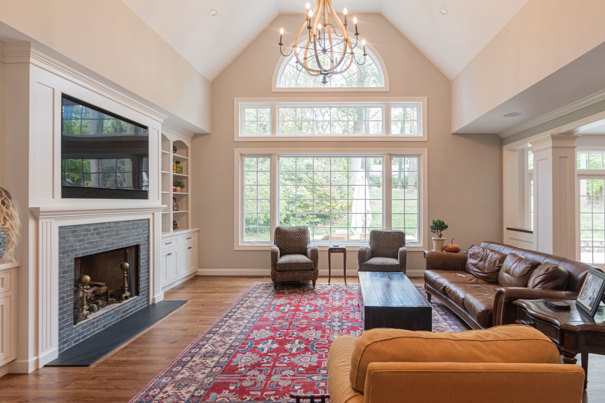 Bright Custom Family Room Built-In Storage - Gardner/Fox Associates